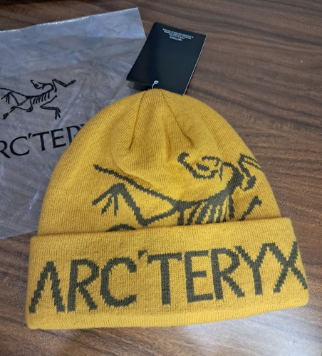 Arc'teryx Bird Word Toque Yellow Wool Knit Beanie Ski Winter Hat Cap ...