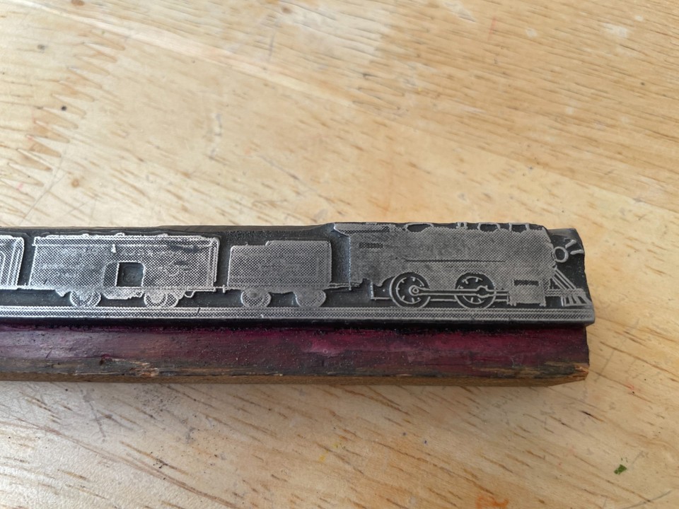 Printing Letterpress Printers Block Large Train Header Railroad (545 ...