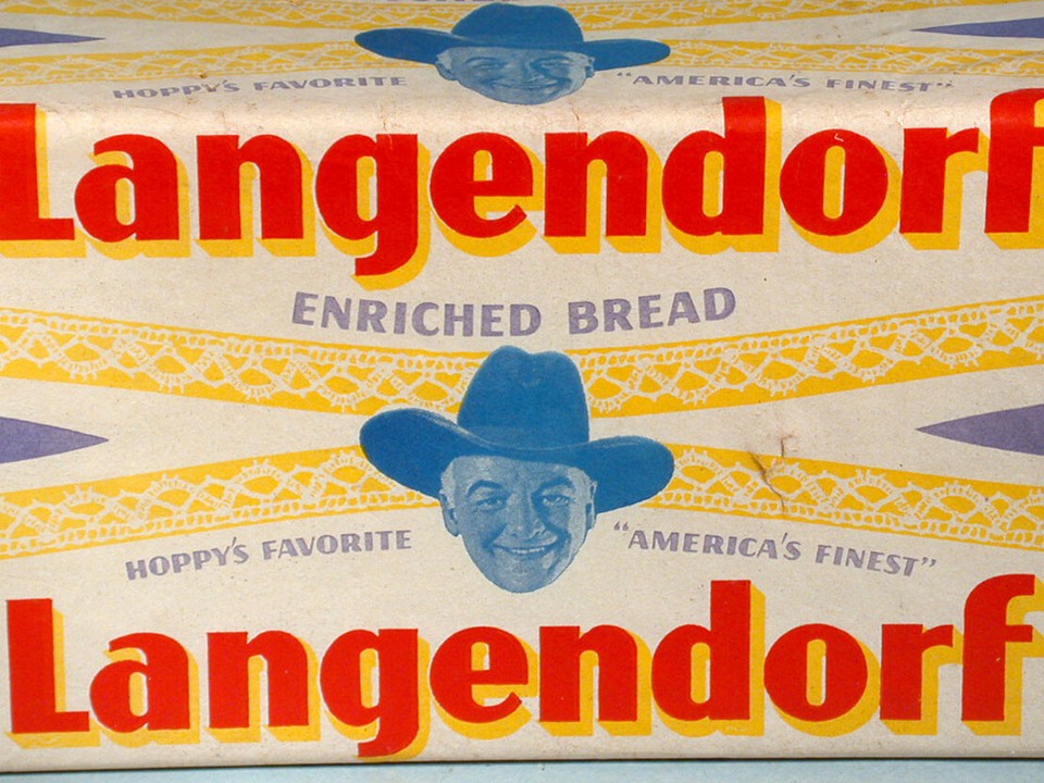 1950s Hopalong Cassidy Langendorf Bread Wrapper Display Loaf Cowboy ...