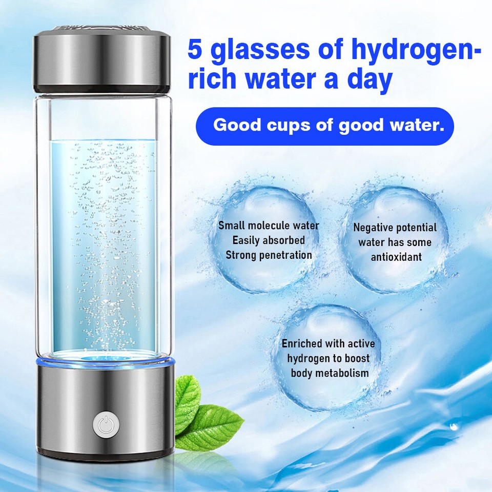 450ml Portable Hydrogen Rich Alkaline Water Ionizer Generator Water ...