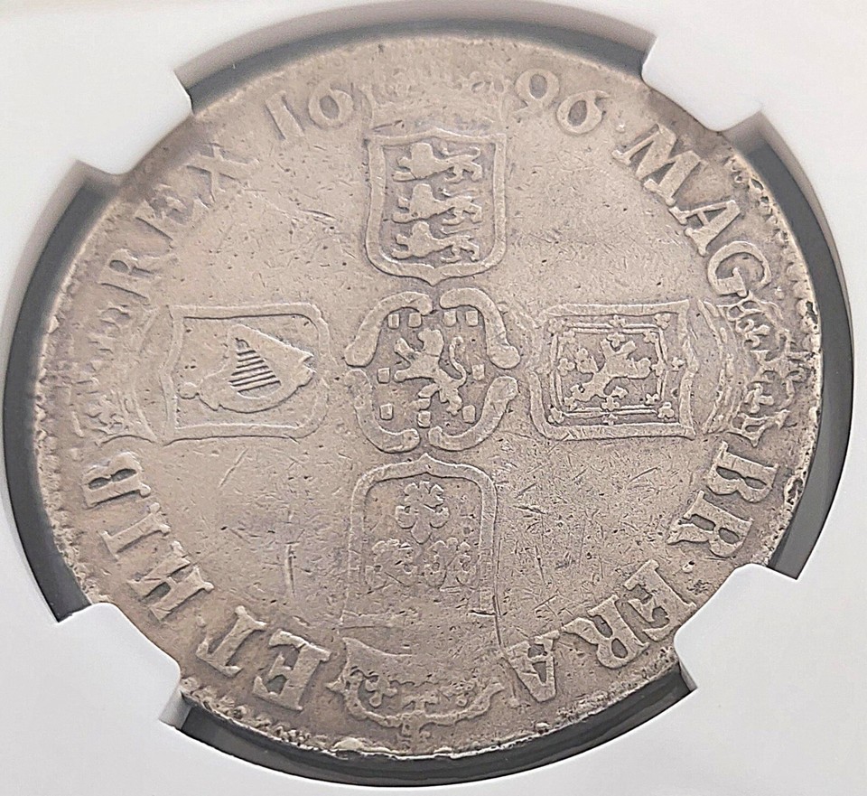 1696 England Crown , NGC Fine details , nice silver coin # 1963 , # 63 ...