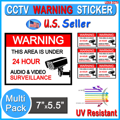 5 10 20 Pack CCTV Camera Video Surveillance Warning Adhesive Sticker ...