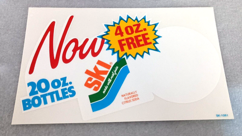 Vtg Ski Citrus Soda Store Ad Window Door Cling Sticker Sign 1980s NOS ...