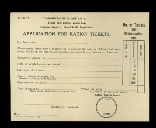 WWII Era Australia 1943 Application for Ration Tickets | eBay