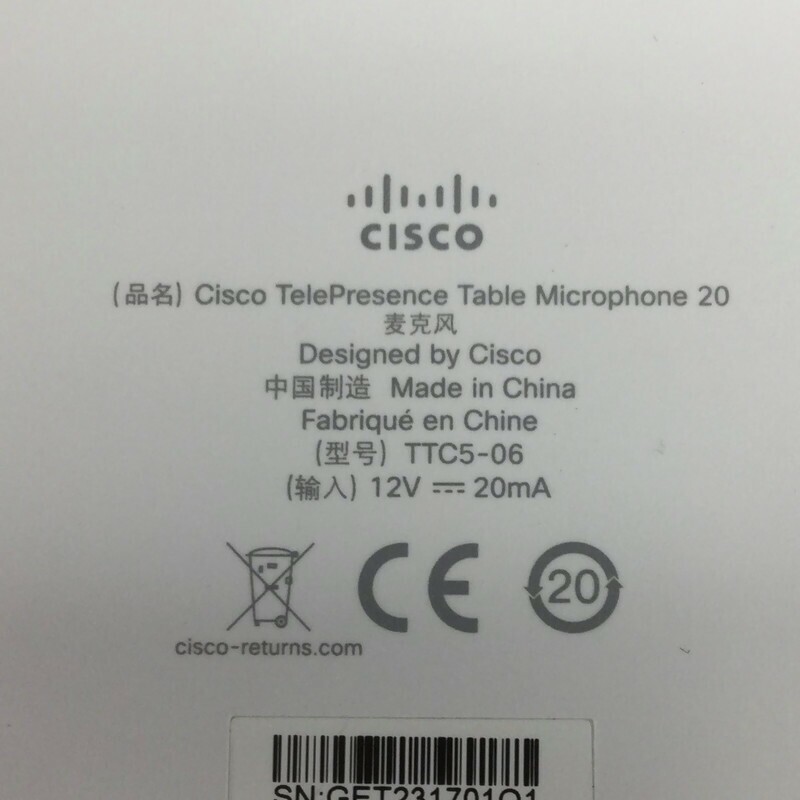 Lot of 2 Cisco CTS-MIC-TABL20 Telepresence Table Microphone 20 TTC5-06 ...