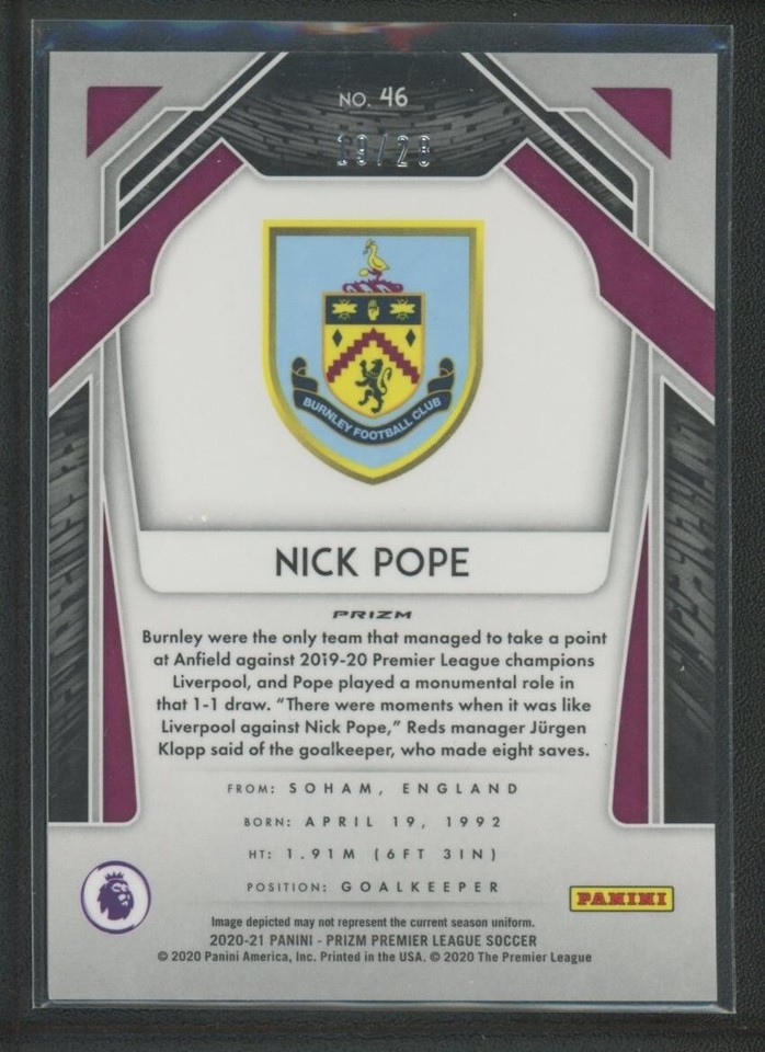 2020-21 Nick Pope 19/28 panini prizm premier league red star tmall | eBay
