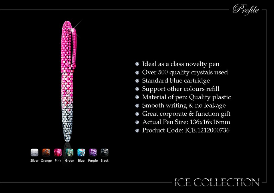Crystallized Bling Bling Twist Blue Ink Ballpoint Pen (BLACK) | eBay