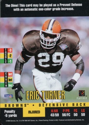 1995 Donruss Red Zone ERIC TURNER BROWNS | eBay