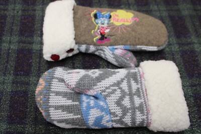 Homemade Multicolored Mittens Lined have Minnie Mouse on Them Size ...