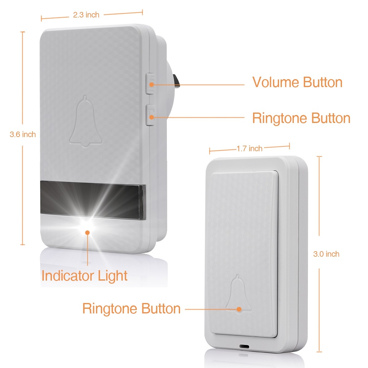 Weatherproof Wall Plug-in Cordless Door Bell Chime Kit with 28 Tunes ...