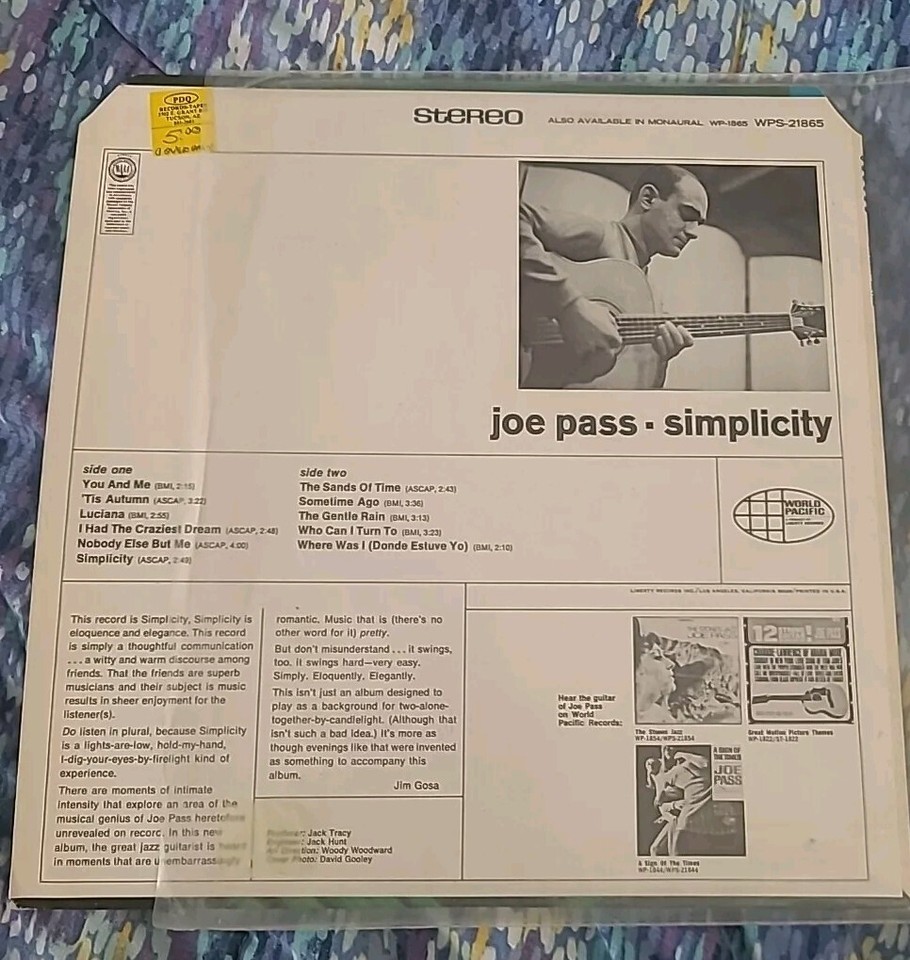 JOE PASS: simplicity WORLD PACIFIC 12" LP 33 RPM | eBay