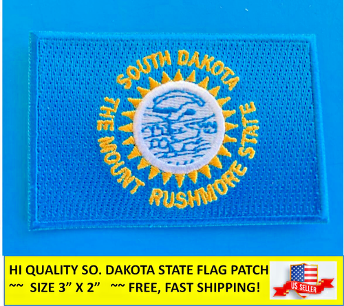 SOUTH DAKOTA STATE FLAG EMBROIDERED PATCH IRON-ON OR SEW-ON HI-QUALITY ...