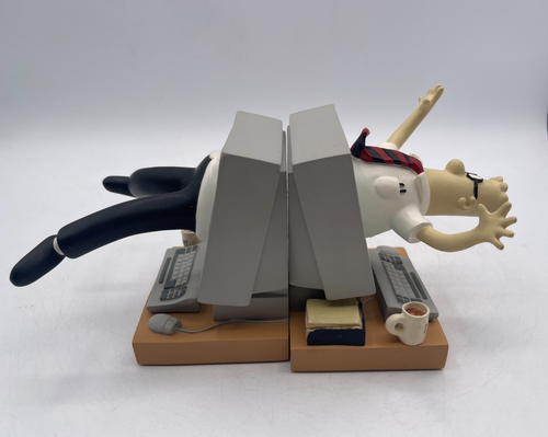 Spinning Dilbert Bookends 90's FIGI Stuck in Computer PC | eBay
