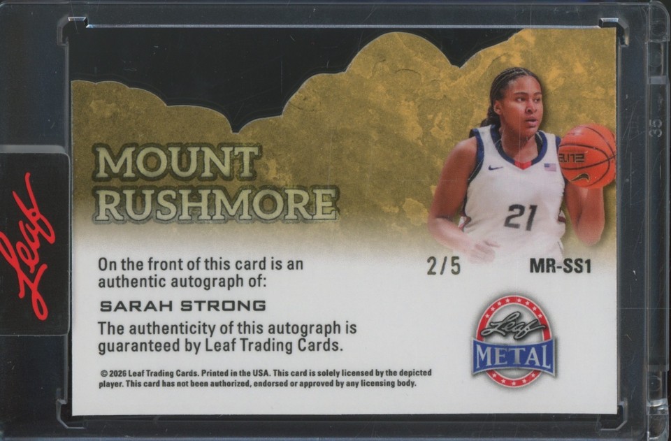 2026 Leaf Metal Mount Rushmore Shimmer Purple Sarah Strong 2/5 Auto ...
