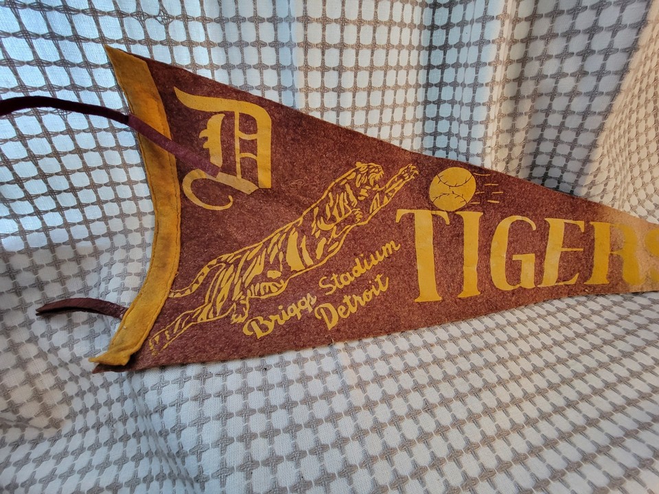 Vtg 1940s Detroit Tigers Football Briggs Stadium Felt Pennant 30” 1946 ...