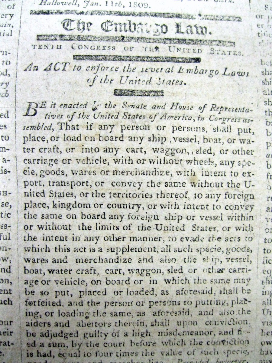 Embargo Act Thomas Jefferson