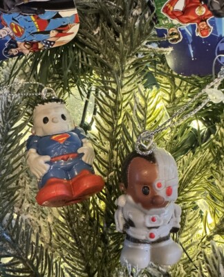 2025 2ct Superman & Cyborg Christmas Tree Ornaments Justice League 2 ...