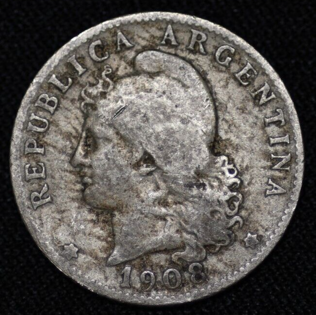 ARGENTINA ~ 1908 ~ 20 Centavos ~ KEY DATE ~ QUALITY WORLD Coin ☘️ RARE ...