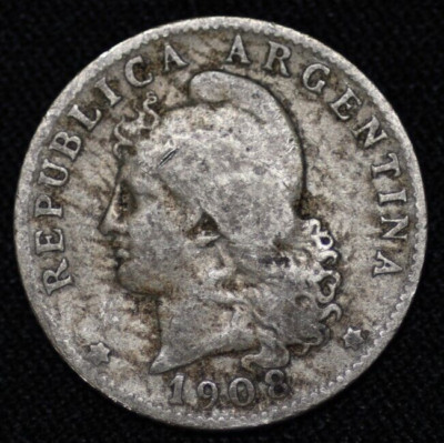 ARGENTINA ~ 1908 ~ 20 Centavos ~ KEY DATE ~ QUALITY WORLD Coin ☘️ RARE ...