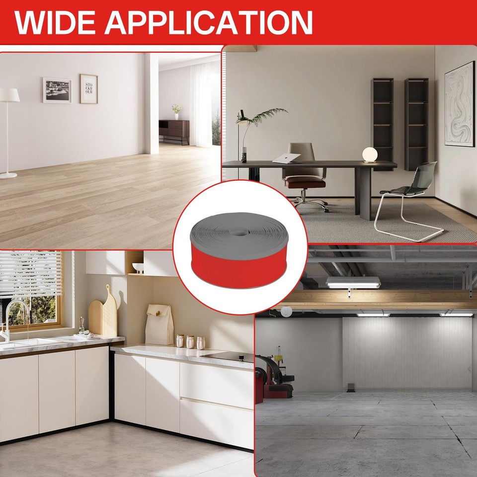 4In X 60Ft Self-Adhesive Flexible Rubber Wall Base Baseboard Molding ...