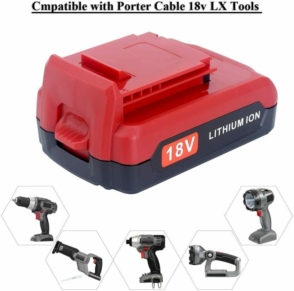 2Pack 18V Lithium-Ion Battery for Porter Cable 18 Volt PC18B PC18BL ...