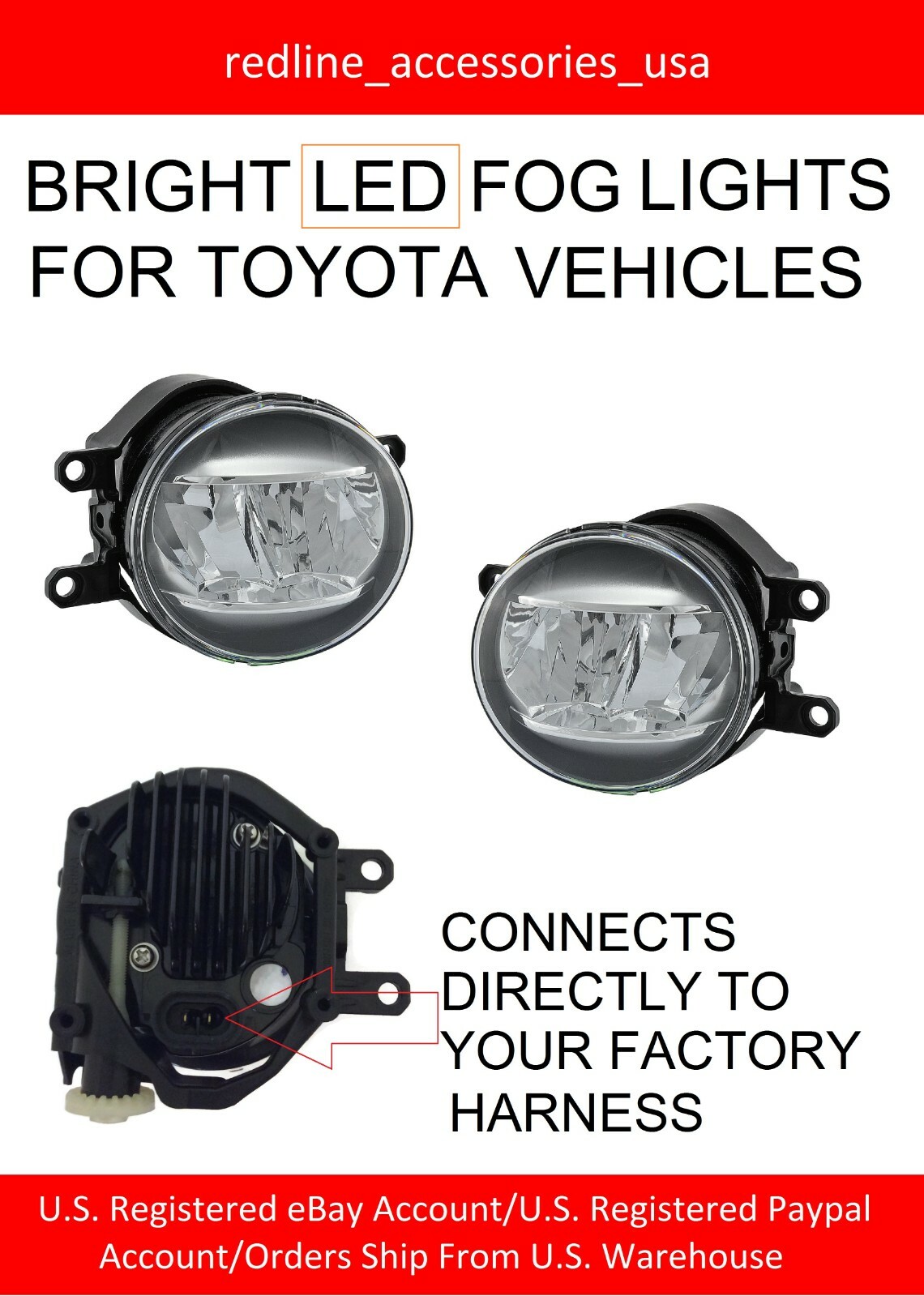 PAIR CLEAR BRIGHT LED FOG LIGHTS FOR LEXUS TOYOTA 81210-48050 81220 ...