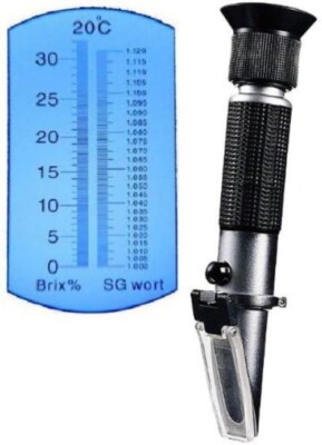 Aluminum Refractometer - Measure Brix Up to 32% & Specific Gravity 1. ...