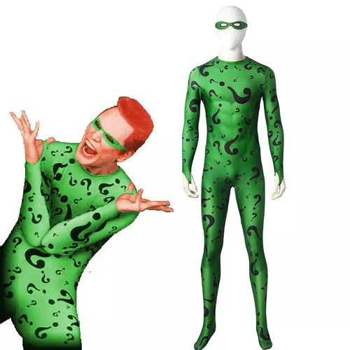 Batman Forever Riddler Cosplay Jumpsuit Gotham Joker Green Costume ...