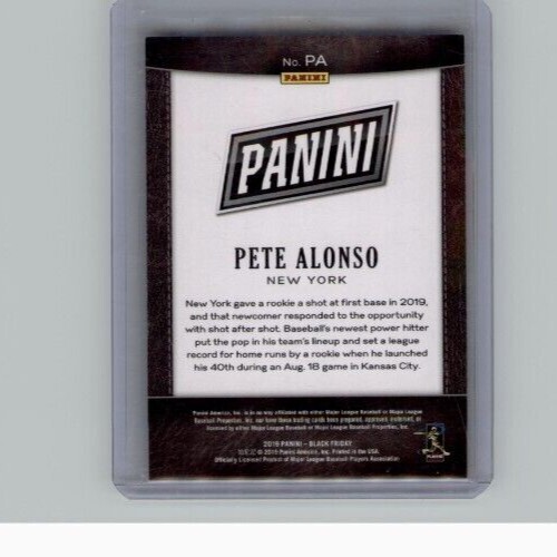 2019 Panini Black Friday #PA Pete Alonso RC /99 Future Frames | eBay