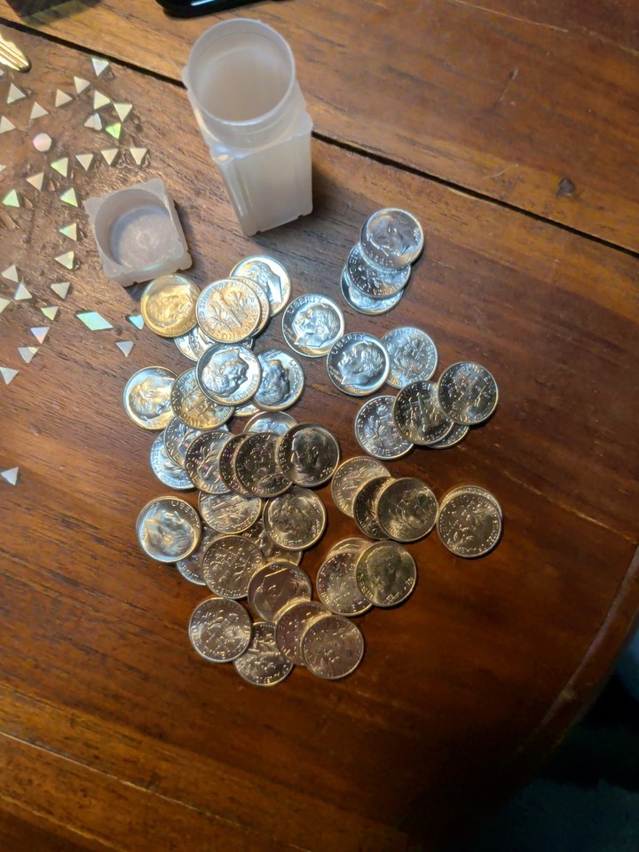 Roosevelt %90 Silver Dime Roll Blazing White BU UNC U.S. Silver Coin ...