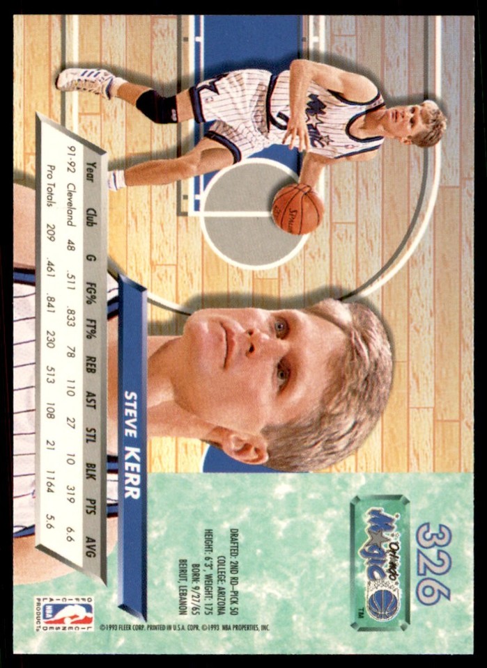 1992-93 Fleer Ultra. Steve Kerr Basketball Cards. #326 | eBay
