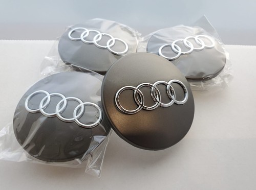 Set(4pcs) Audi 68MM Gray Chrome Wheel Rim Center Hub Caps Replacement ...