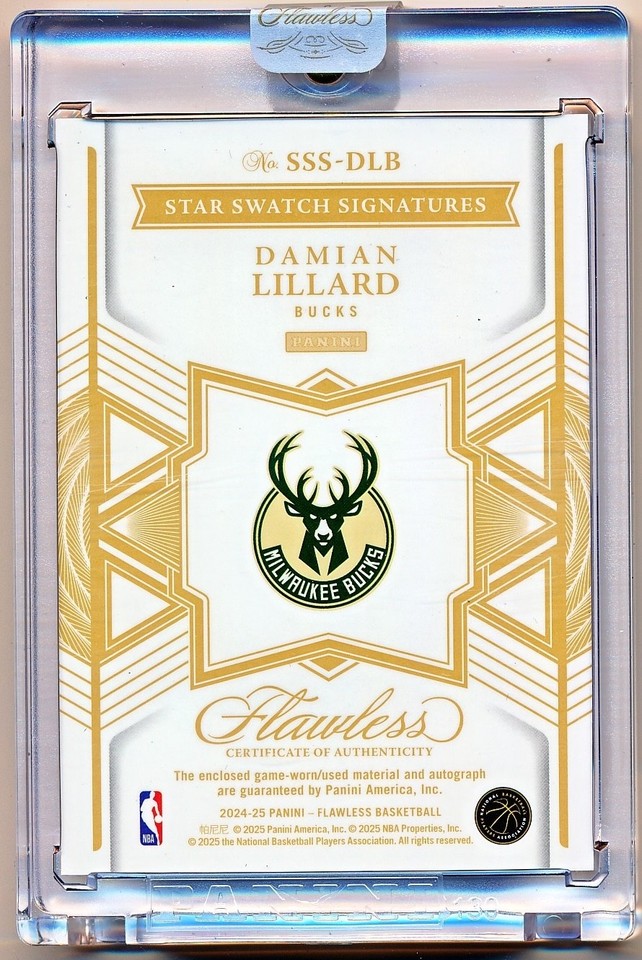 2024-25 Flawless Damian Lillard Star Swatch Patch Auto #SSS-DLB (10/25 ...