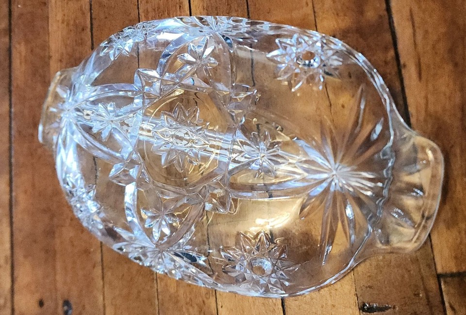 Vintage Anchor Hocking Star Of David Divided Relish Dish Pressed Clear ...