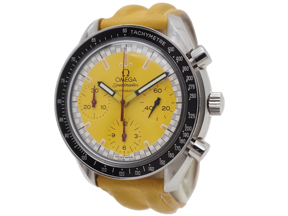 Omega Speedmaster Racing Schumacher 39Mm 3810.12.40 Yellow Leather Men ...
