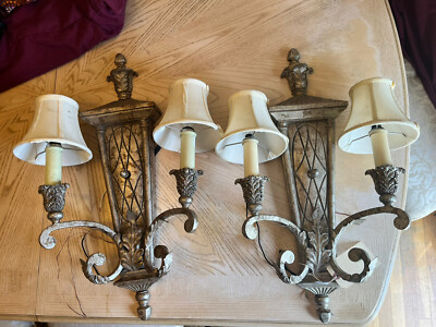 Art Deco Style Two Light Sconces Acanthus Leaf Designer Pasquale ...