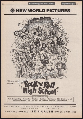 ROCK n ROLL HIGH SCHOOL__Original 1979 Trade AD promo / poster__The ...