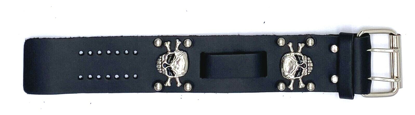 Genuine Cowhide Leather Watch Band 1 1/2" Wide Biker Trucker Motorcycle ...