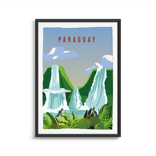 Paraguay Travel Illustration poster Choose your Size | eBay