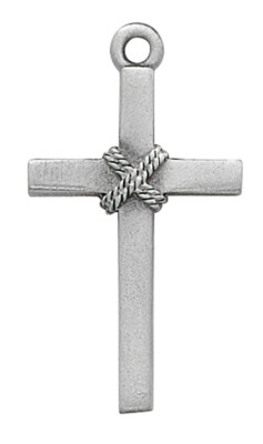 Pewter Cross Necklace With Rope Center 18 Inch Silver Tone Christian ...
