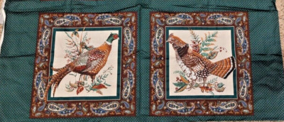 VTG Pheasant Pillow Panel Squares Game Birds by VIP Cranston Quilting ...