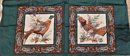 VTG Pheasant Pillow Panel Squares Game Birds by VIP Cranston Quilting ...