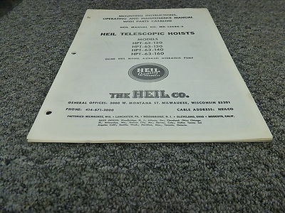 Heil HPT63140 & HPT63160 Telescopic Hoist Parts Catalog & Owner ...