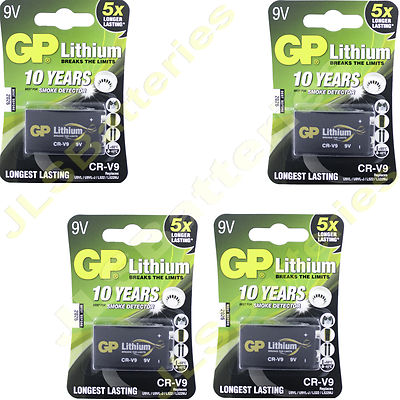 4 x LITHIUM 9V Batteries GP CR-V9 U9VL U9VL-J L522 PP3 MN1604 | eBay