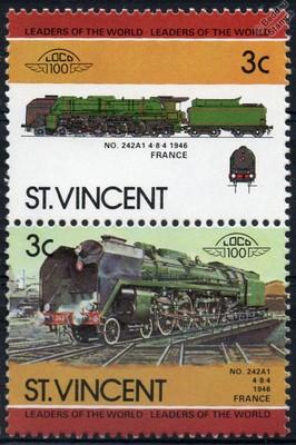 1946 SNCF Class 242-A1 / 242A1 (4-8-4) France Train Stamps / LOCO 100 ...