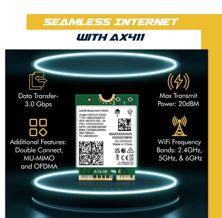 Intel AX411 WiFi 6E Adapter | Tri-Band Wireless | Up to 3.0 Gbps ...