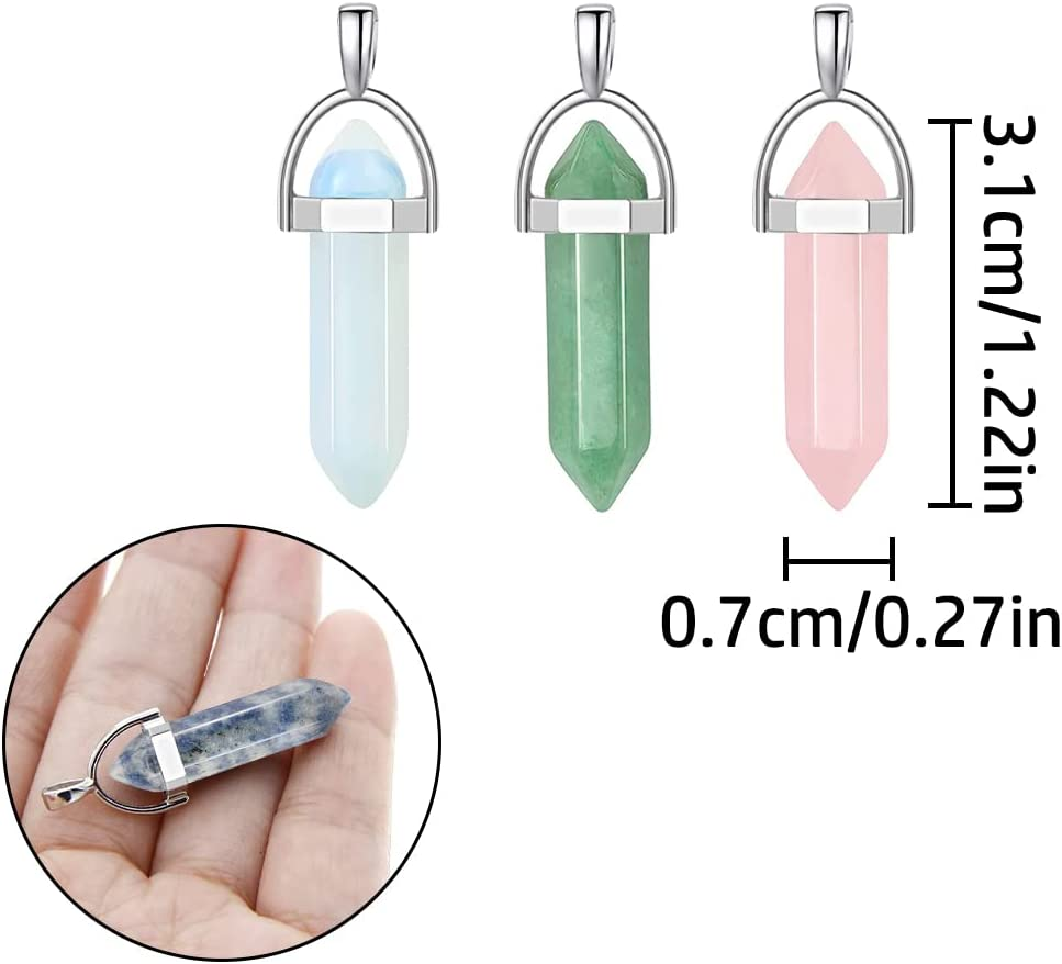 Natural Crystal Pendant, 6PCS Bullet Shape Healing Crystal Necklace for ...