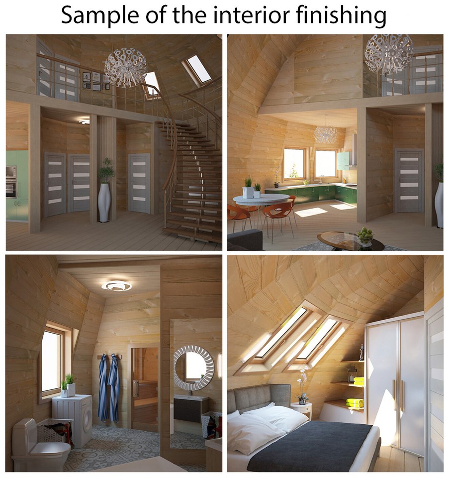 MOON HOUSE 40’ DIAM DOME FRAMING KIT 1710 sq.ft WOOD PREFAB DIY HOME ...