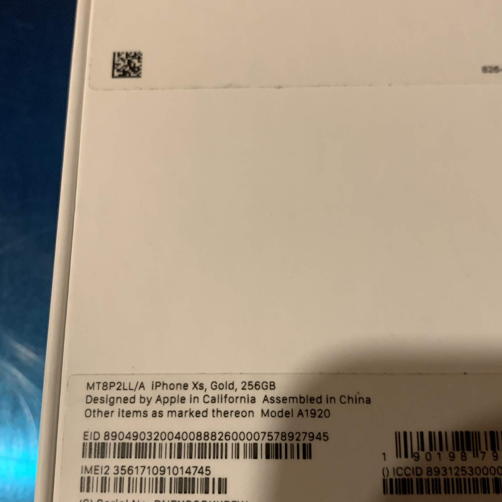 Apple IPhone XS A1920 Gold 256GB EMPTY BOX Pamphlet Stickers SIM Pusher ...
