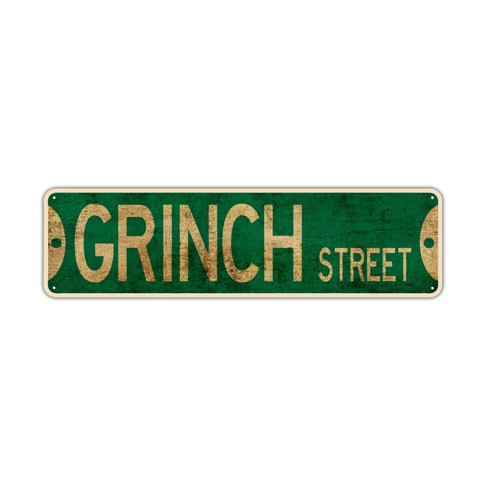 Grinch Street Vintage Sign Farmhouse Man Cave City Décor Christmas ...